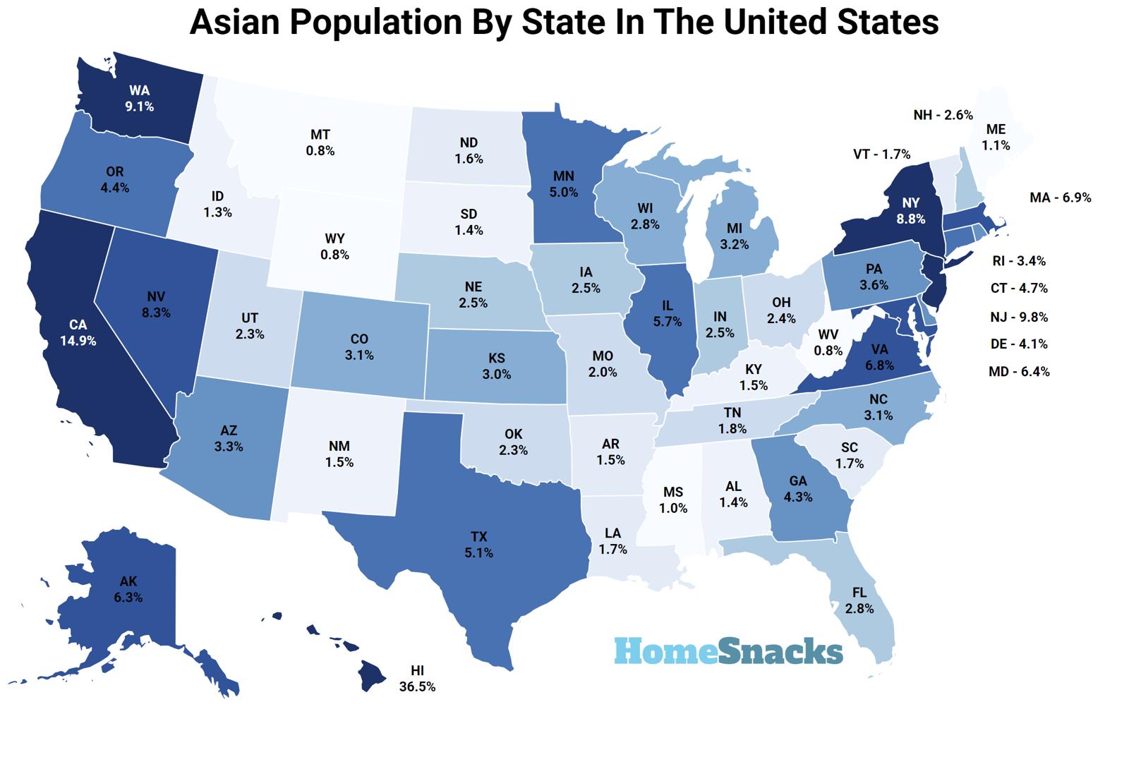 Asian Population By State In The United States [2025] | RoadSnacks